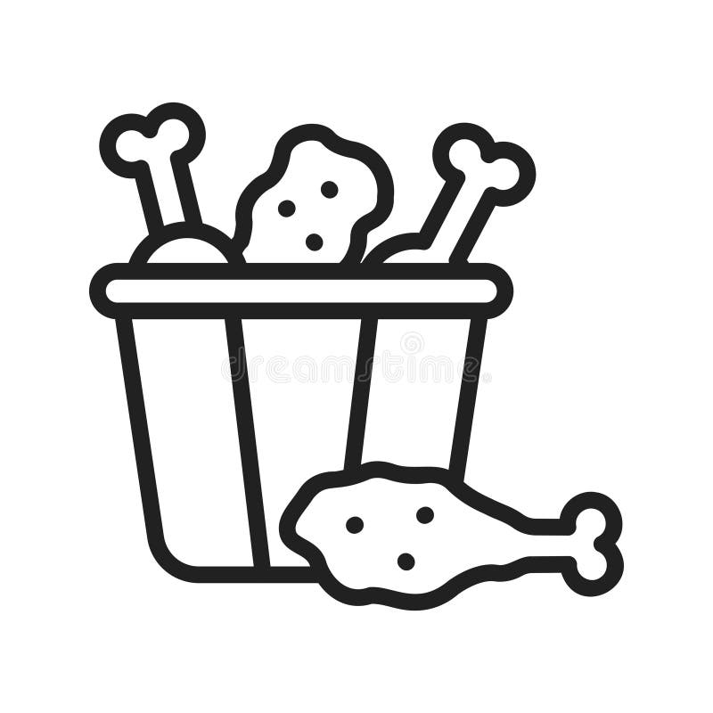 Chicken Piece Bucket Icon Image. Stock Vector - Illustration of design ...