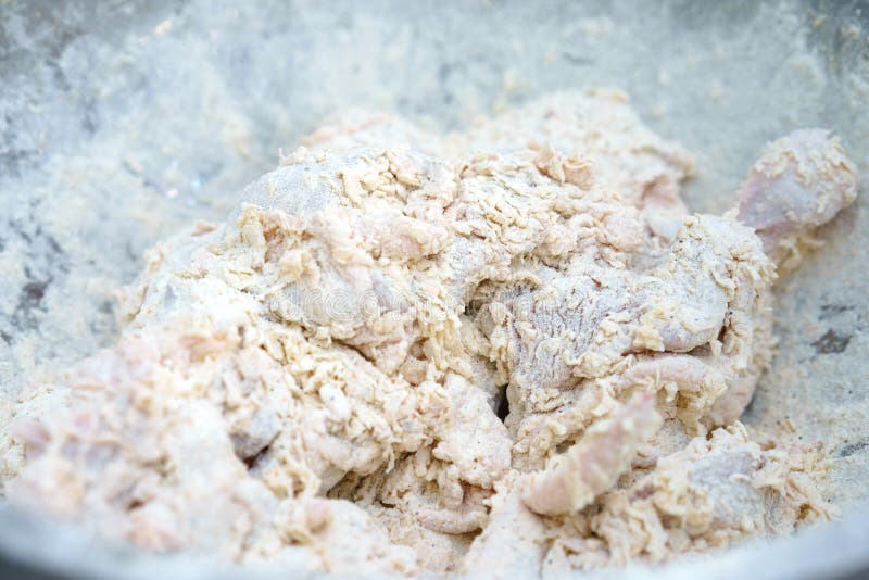 Chicken Pieces, Mix Flour on a Plate. Stock Image - Image of ...
