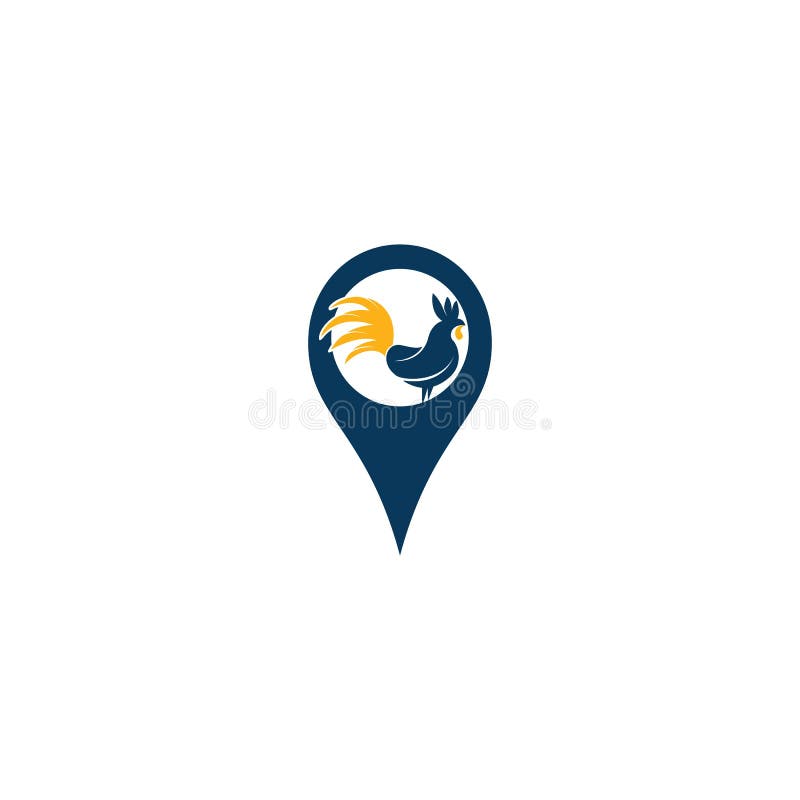 Chicken Pin Logo Vector Design. Rooster Map Pin Shape Concept Logo ...