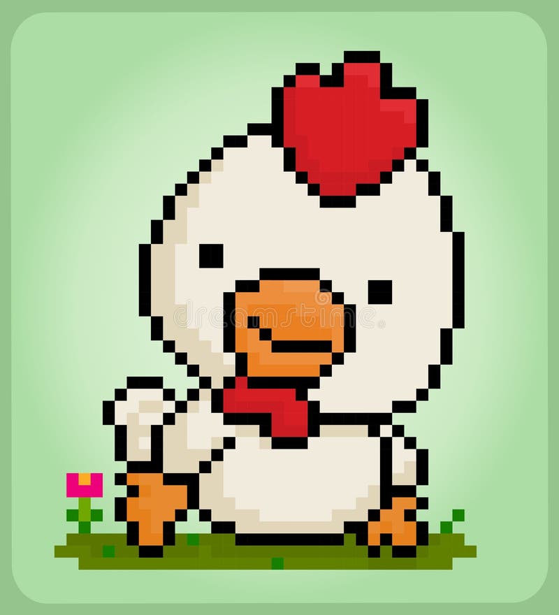 Chicken Pixel Art. Cute Animal for Game Assets in Vector Stock Vector ...