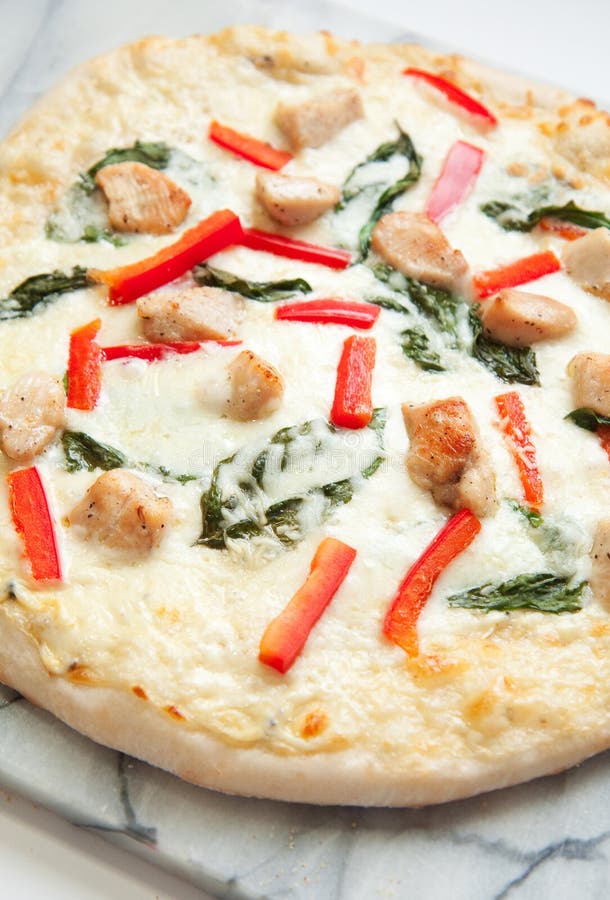 Chicken Pizza stock image. Image of pizza, cutting, leaves - 16388307