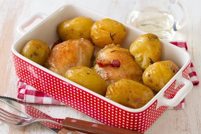 Chicken with potato stock image. Image of wooden, portion - 56777193