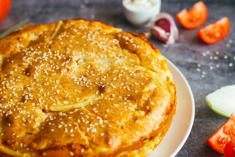 Chicken and Potato Pie. Tasty Pie Stock Photo - Image of cafe ...