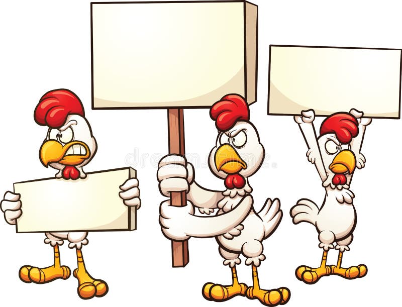 Chicken protesters stock vector. Illustration of cartoon - 73545447