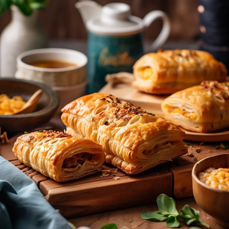 Chicken puff pastries stock illustration. Illustration of sweetness ...