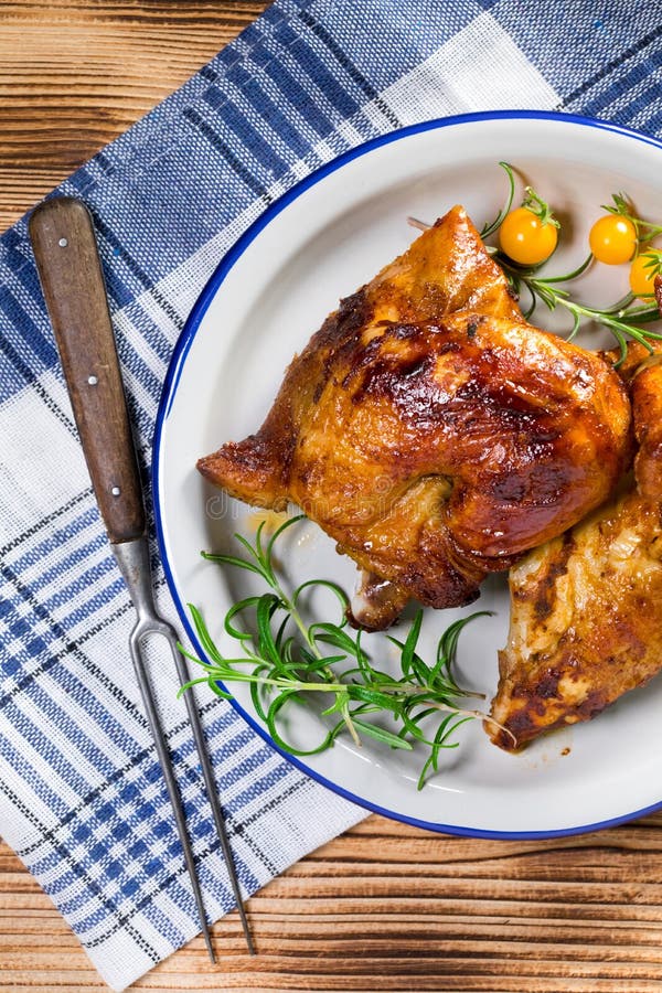 Chicken quarters baked stock photo. Image of food, barbecue - 162612038