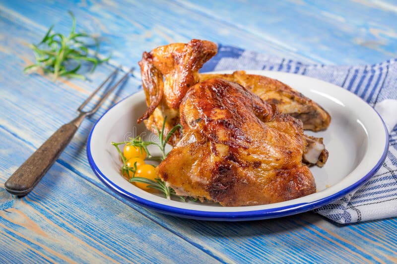 Chicken quarters baked stock image. Image of roasted - 278845997