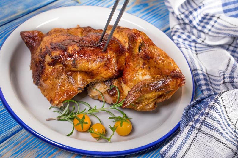 Chicken quarters baked stock image. Image of baked, slice - 358744081