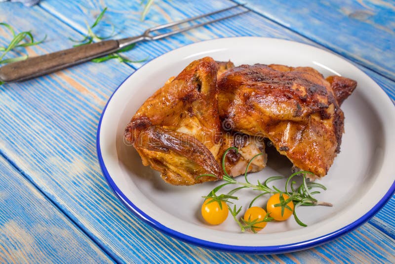 Chicken quarters baked stock image. Image of lunch, baking - 160857505