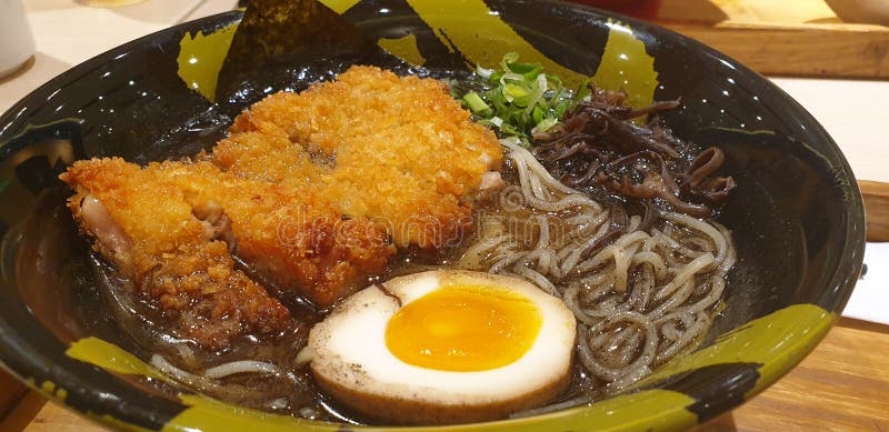 Chicken ramen with tamago stock photo. Image of food - 222229618