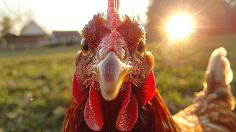 A Chicken with a Red Beak and Red Comb is Staring at the Camera Stock ...