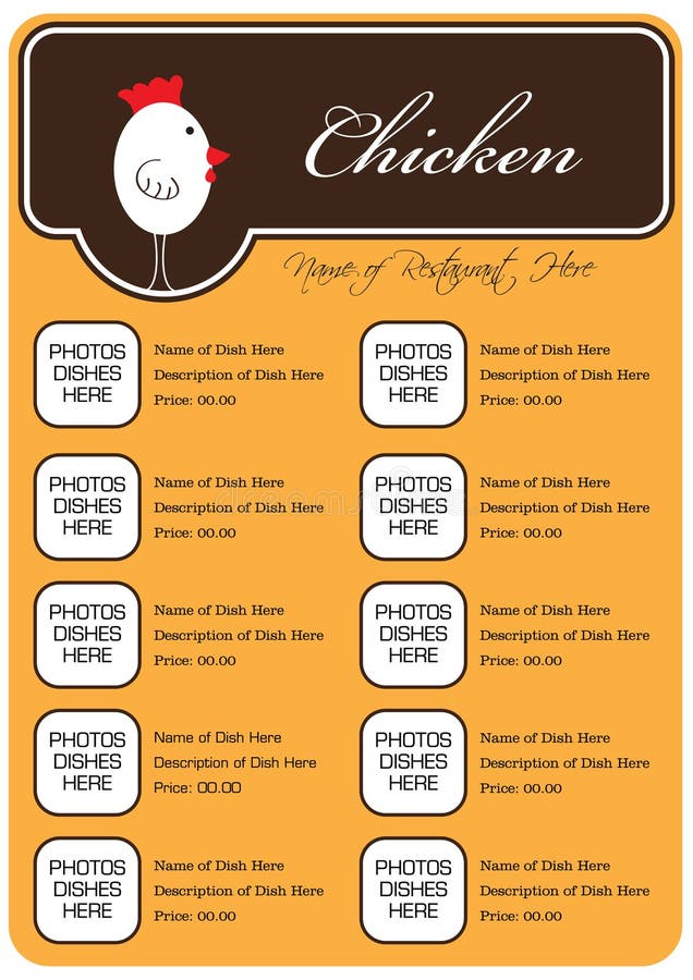 Chicken Restaurant Menu stock vector. Illustration of cuisine - 17982288