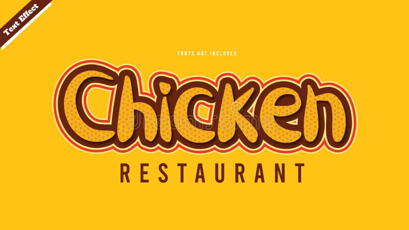 Chicken Restaurant Text Effect Design Vector. Editable 3d Text Stock ...