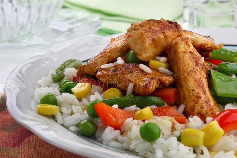Chicken with rice stock photo. Image of healthy, corn - 18509058