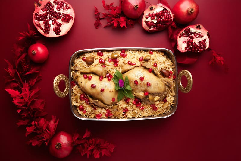 Festive Pomegranate and Rice Dish Presentation Stock Photo - Image of ...