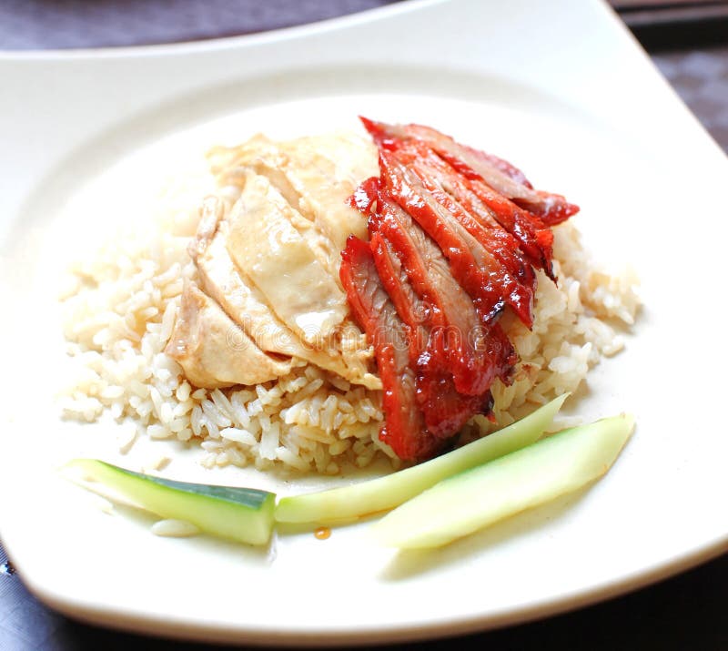 Chicken Rice Hainan Chicken Rice Stock Photo - Image of bamboo, chicken ...
