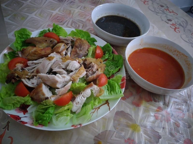 Chicken rice for lunch stock image. Image of salad, supper - 222770151