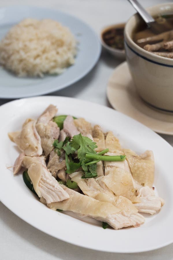 Chicken Rice in Two Dishes on a Table Stock Image - Image of street ...
