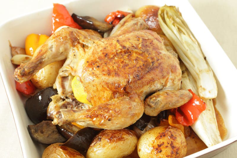 Roast Chicken And Rice High Angle Stock Photo - Image of poultry ...