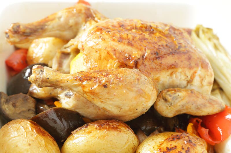 Roast Chicken and Rice Side View Stock Photo - Image of parsley, side ...