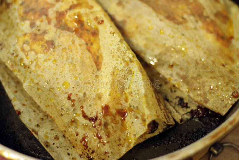 Chicken Roasted in Paper on Black Pan Stock Image - Image of black ...