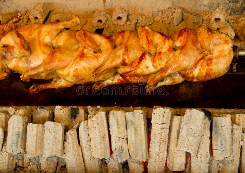 Chicken roasting stock image. Image of cuisine, flame - 37166439