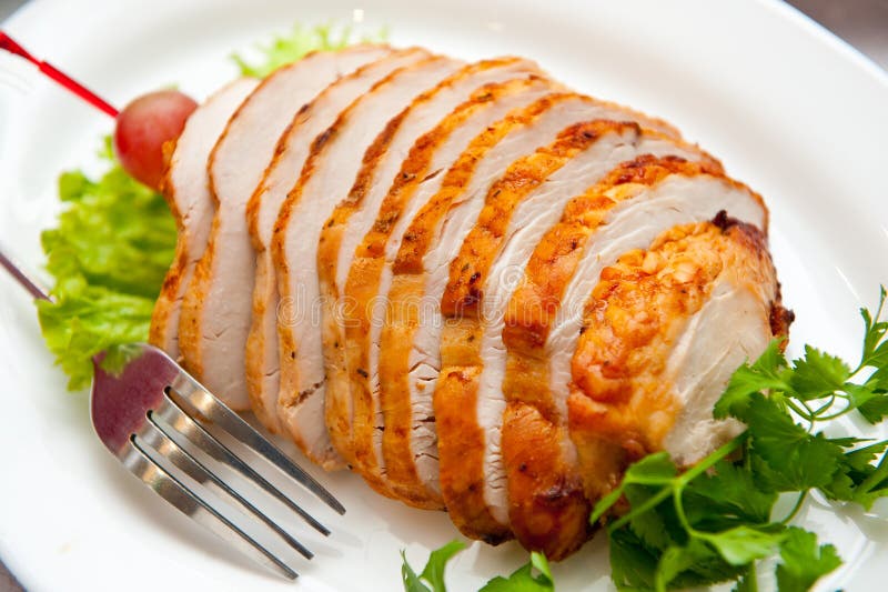 Chicken Roll, Beautifully Sliced on a Plate Stock Photo - Image of ...