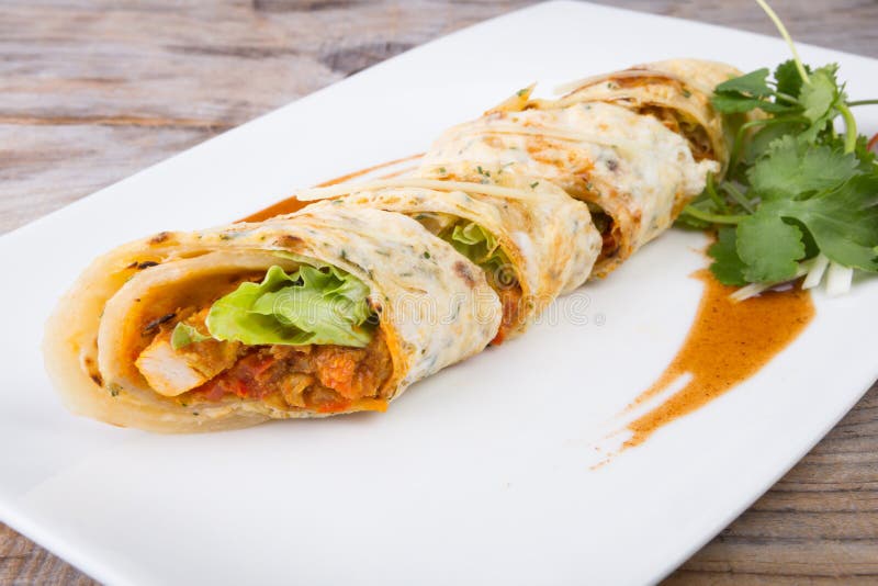 Chicken roll indian style stock image. Image of halal - 85606015
