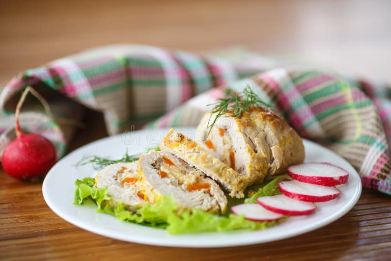 Chicken roll meat stock image. Image of cutting, pepper - 40160207
