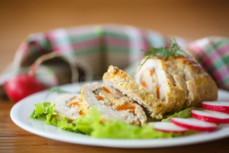 Chicken roll meat stock photo. Image of delicious, cooking - 40282374