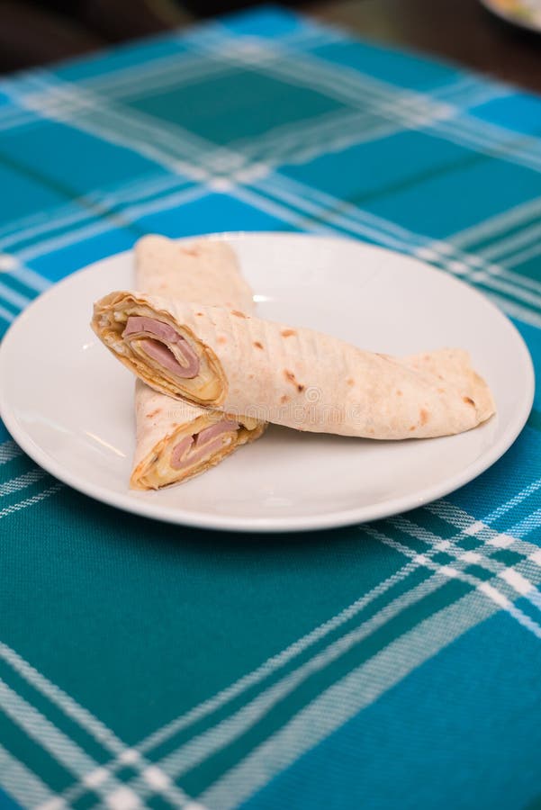 Chicken Roll Sandwich Home Made Stock Image - Image of brown, cake ...