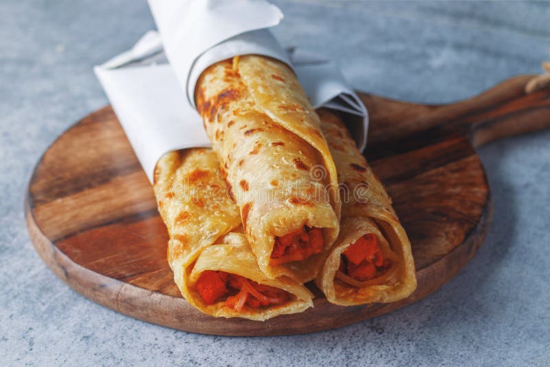 Selective Focus of Indian Street Food Chicken Roll. Stock Image - Image ...