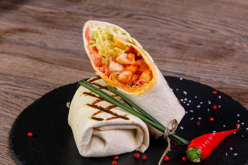 Chicken roll with tortilla stock photo. Image of restaurant - 111515936