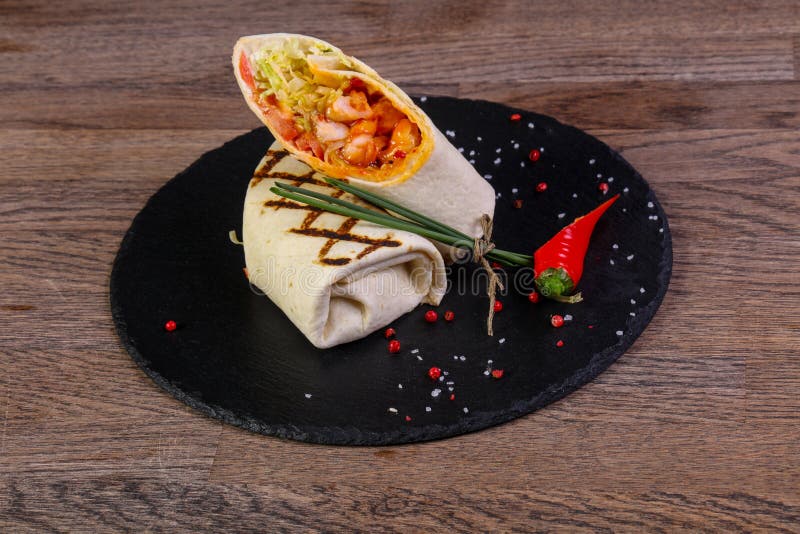 Chicken roll with tortilla stock image. Image of fajita - 127927815