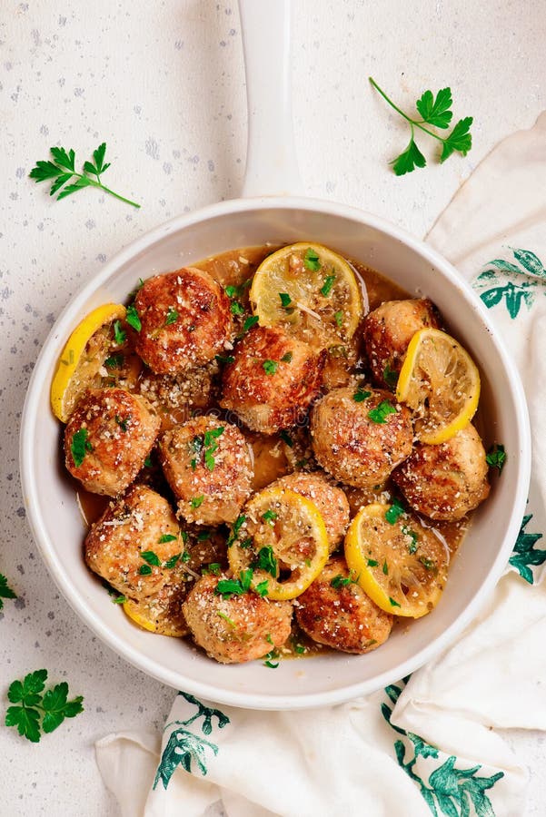 Chicken Romano Meatballs on the Skillet Stock Image - Image of food ...