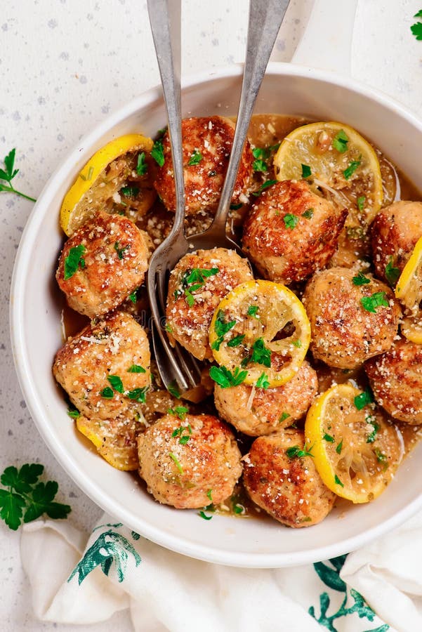 Chicken Romano Meatballs on the Skillet Stock Image - Image of lunch ...
