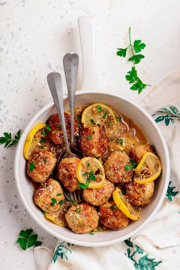 Chicken Romano Meatballs on the Skillet Stock Image - Image of mini ...