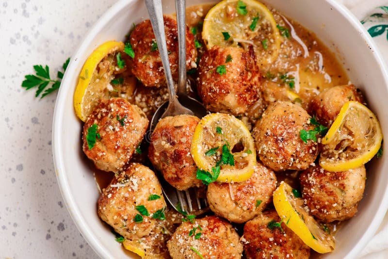 Chicken Romano Meatballs on the Skillet Stock Image - Image of dinner ...