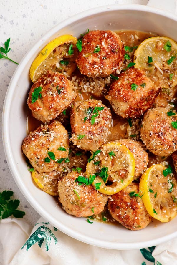 Chicken Romano Meatballs on the Skillet Stock Photo - Image of chicken ...