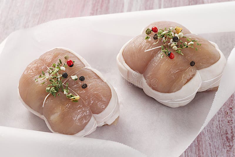 Chicken Roulade with Pepper Corn Stock Photo - Image of stuffed ...