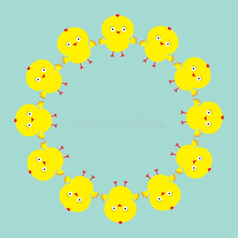 Chicken Round Frame. Baby Background. Flat Design Stock Vector ...