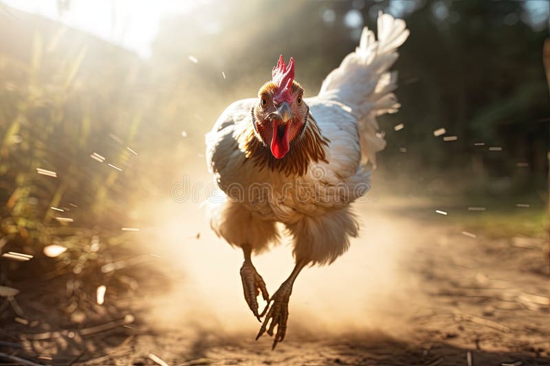 Chicken Running on a Summer Day, Motion Blur. Generative AI Stock ...