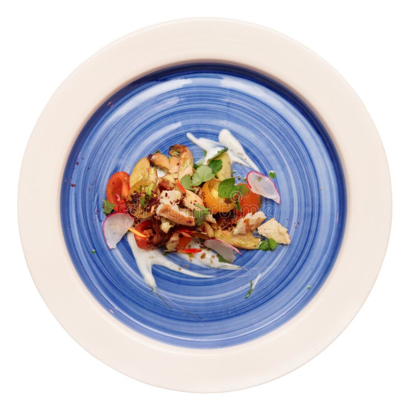 Chicken Salad on Blue Plate Stock Photo - Image of fine, savory: 89216654