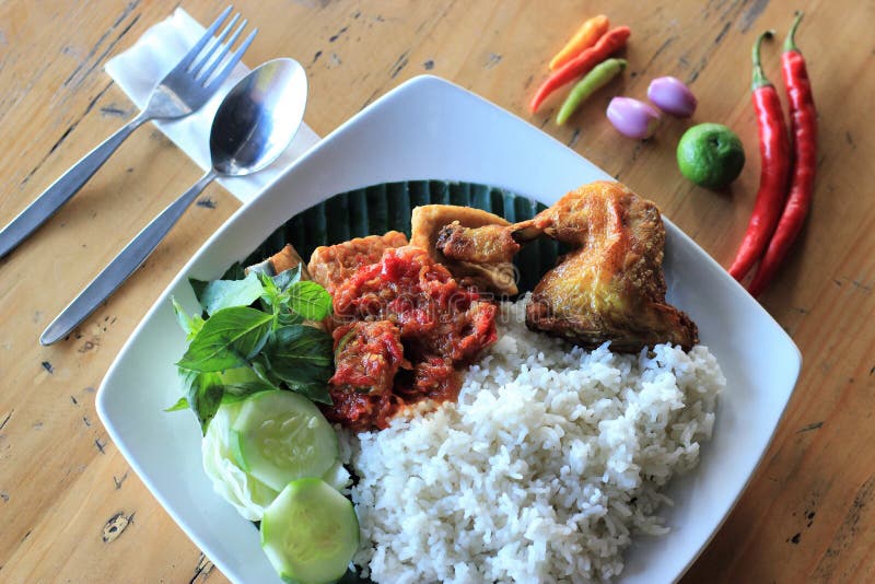 Chicken sambal penyet stock photo. Image of food, lunch - 262634266
