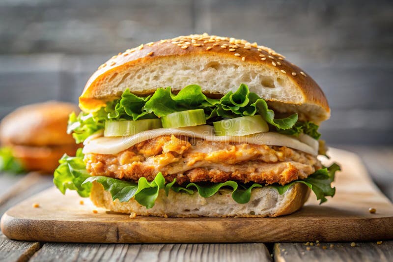 Chicken Sandwich Bite-in Scene – Half-eaten Sandwich with Juicy Layers ...