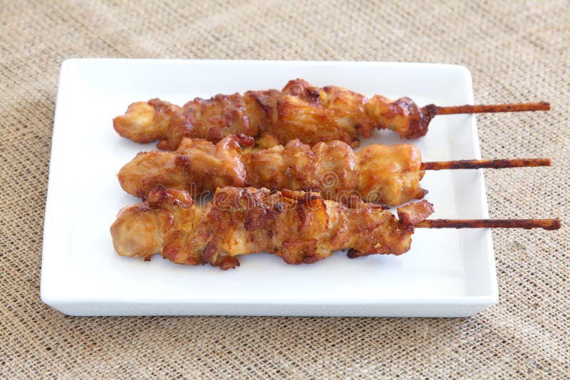 Shish Taouk - Chicken Shish Kebab on White Platter Stock Photo - Image ...