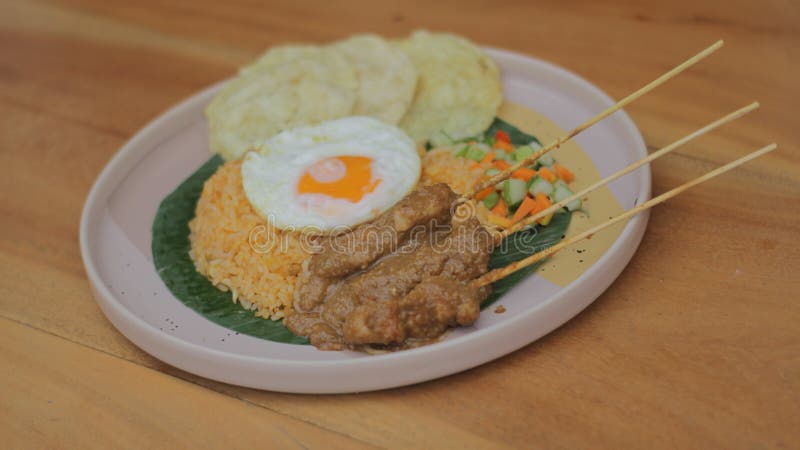 Chicken Satay Fried Rice with Peanut Sauce Stock Photo - Image of meal ...