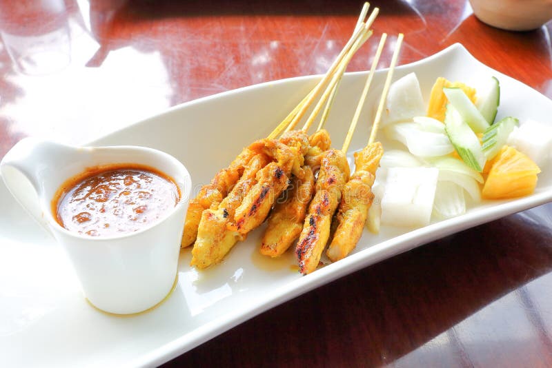 Chicken satay grill stock photo. Image of dish, asia - 77839976