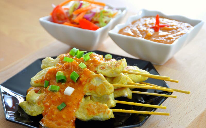 Chicken satay editorial stock image. Image of sauce, thaifood - 53721819