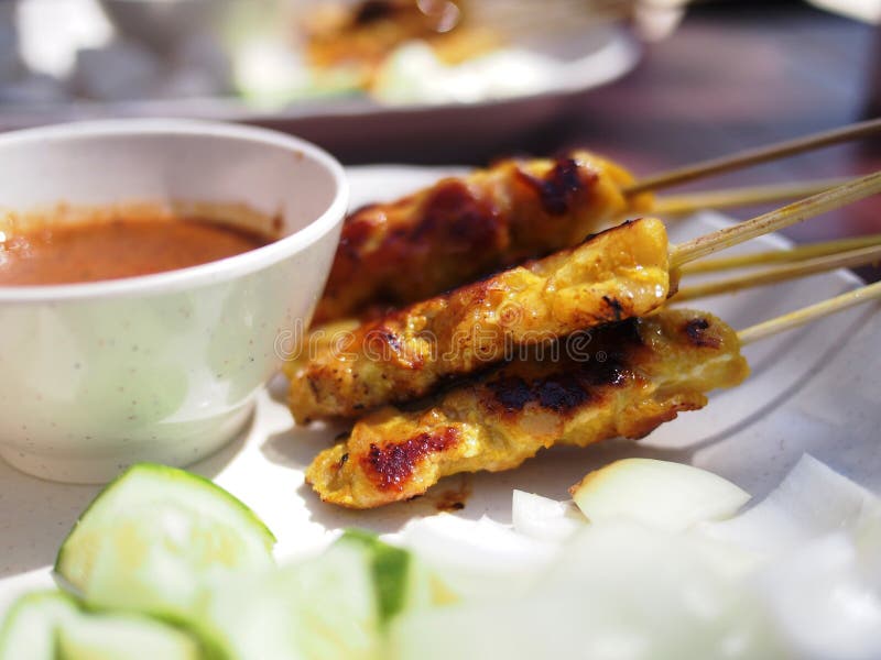 Chicken satay stock photo. Image of cuisine, indian, cultures - 67340962